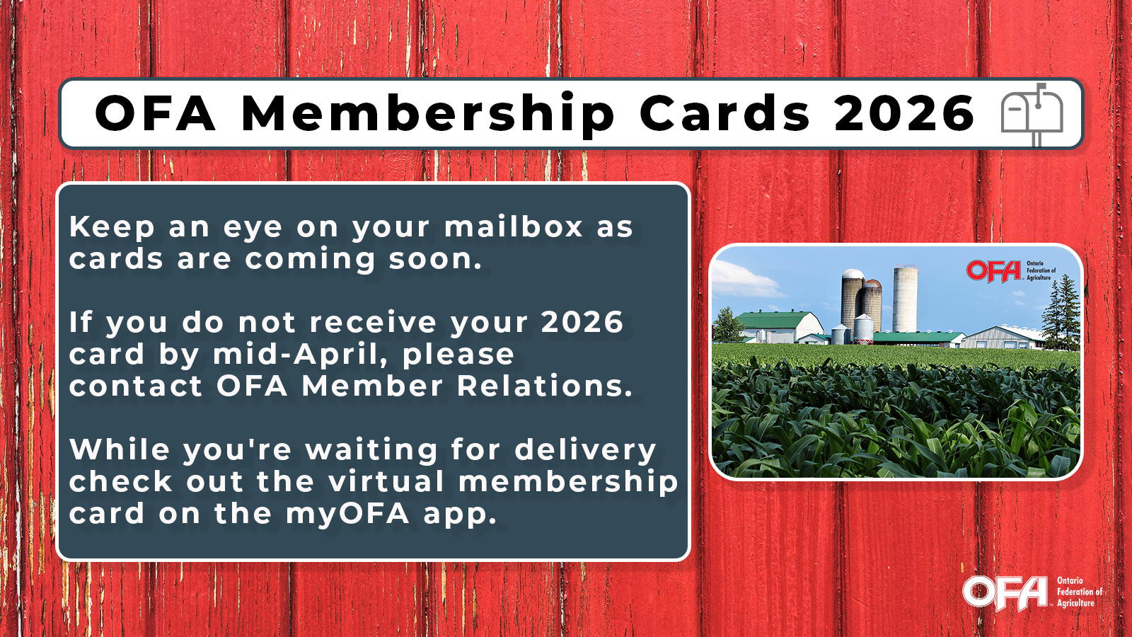 2026 OFA membership cards arriving soon - Ontario Federation of Agriculture
